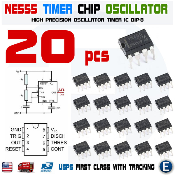 20pcs NE555P NE555 IC 555 High Precision Oscillator Timer DIP-8 Chip – eElectronicParts