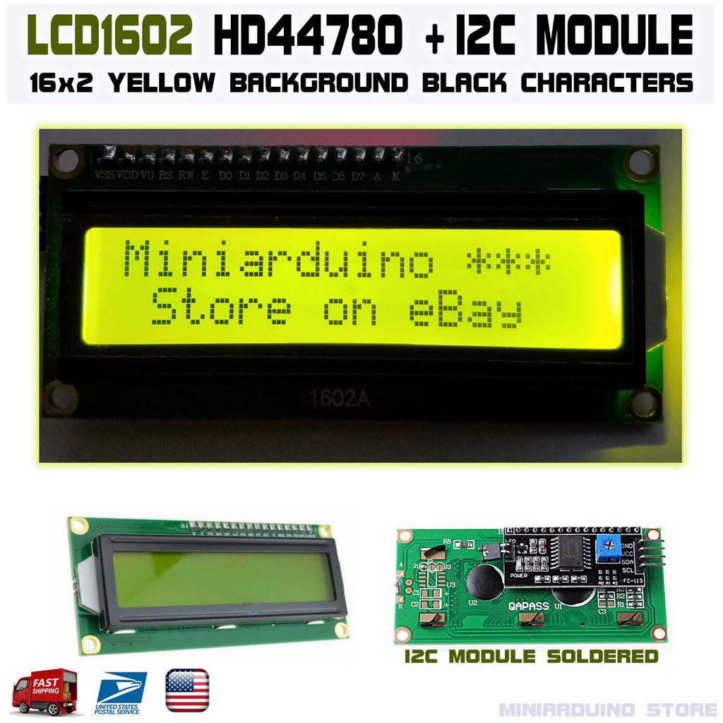 I2c Lcd LCD1602 1602 LCD Module Blue Yellow Green Screen 16x2 Character ...