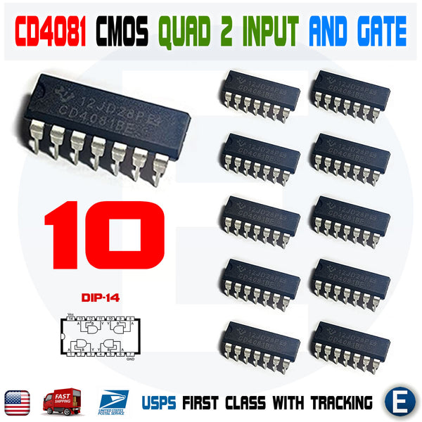 10pcs CD4081BE CD4081 CMOS Quad 2-Input AND Gate IC DIP-14 ...
