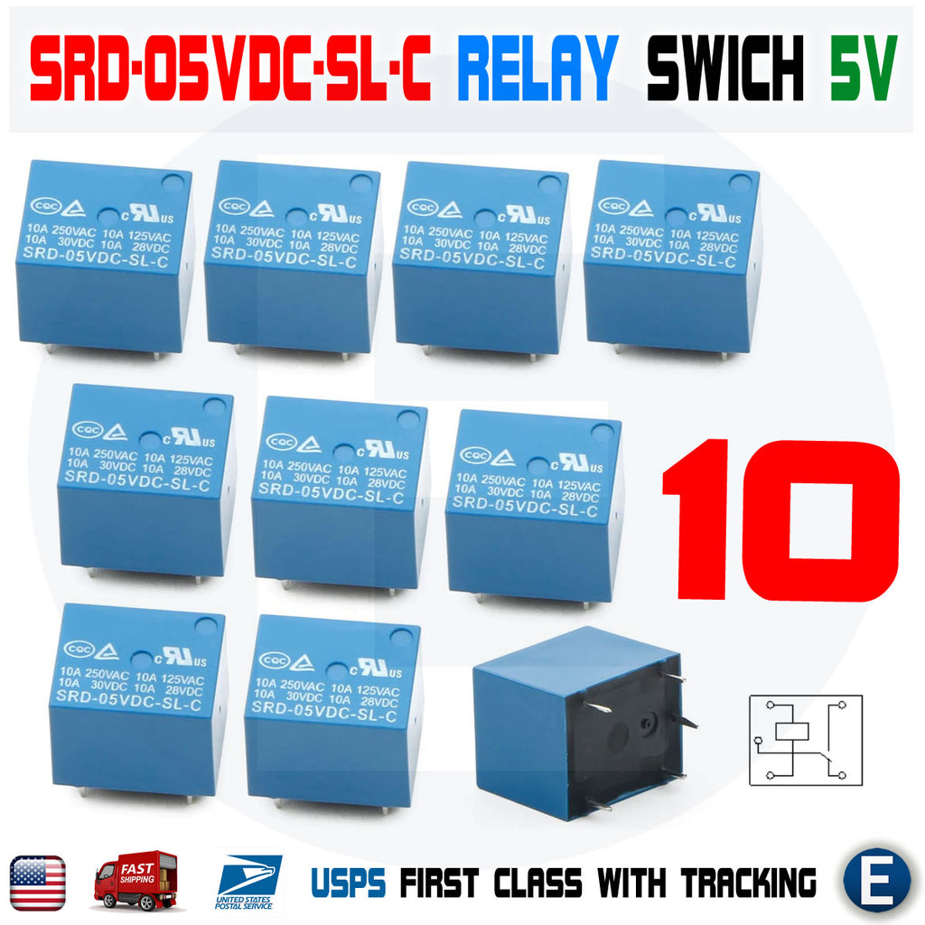 SRD-12VDC-SL-C Relay Switch 10-Pack SRD-12VDC-SL-C 12V DC 5-Pin PCB ...