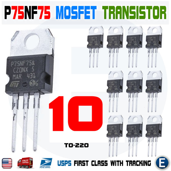 10pcs STP75NF75 P75NF75 Power MOSFET Transistor TO-220 80A 75V N-Chann ...