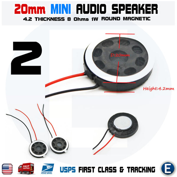 2pcs Speaker 20mm Dia 8 Ohm 1W 2-Wire Mini Micro Audio Magnetic Arduin ...
