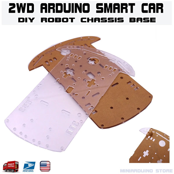 2WD Smart Car Robot Chassis Base Acrylic Plate Kit Arduino MCU DIY ...