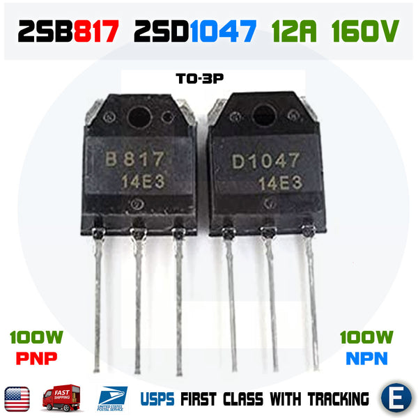2SB817 + 2SD1047 Pair Transistors B817 + D1047 PNP+NPN Power 100W 12A ...