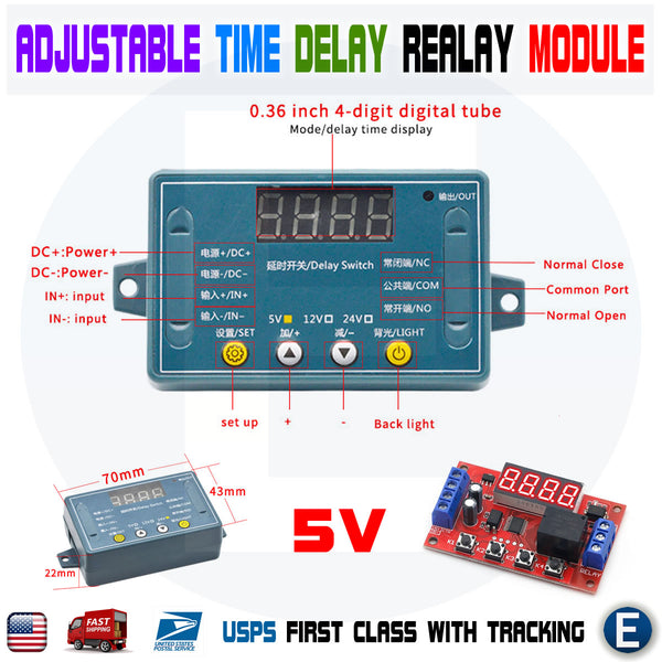 DC 5V 10A Adjustable Time Delay Relay Module LED Digital Timer Switch ...