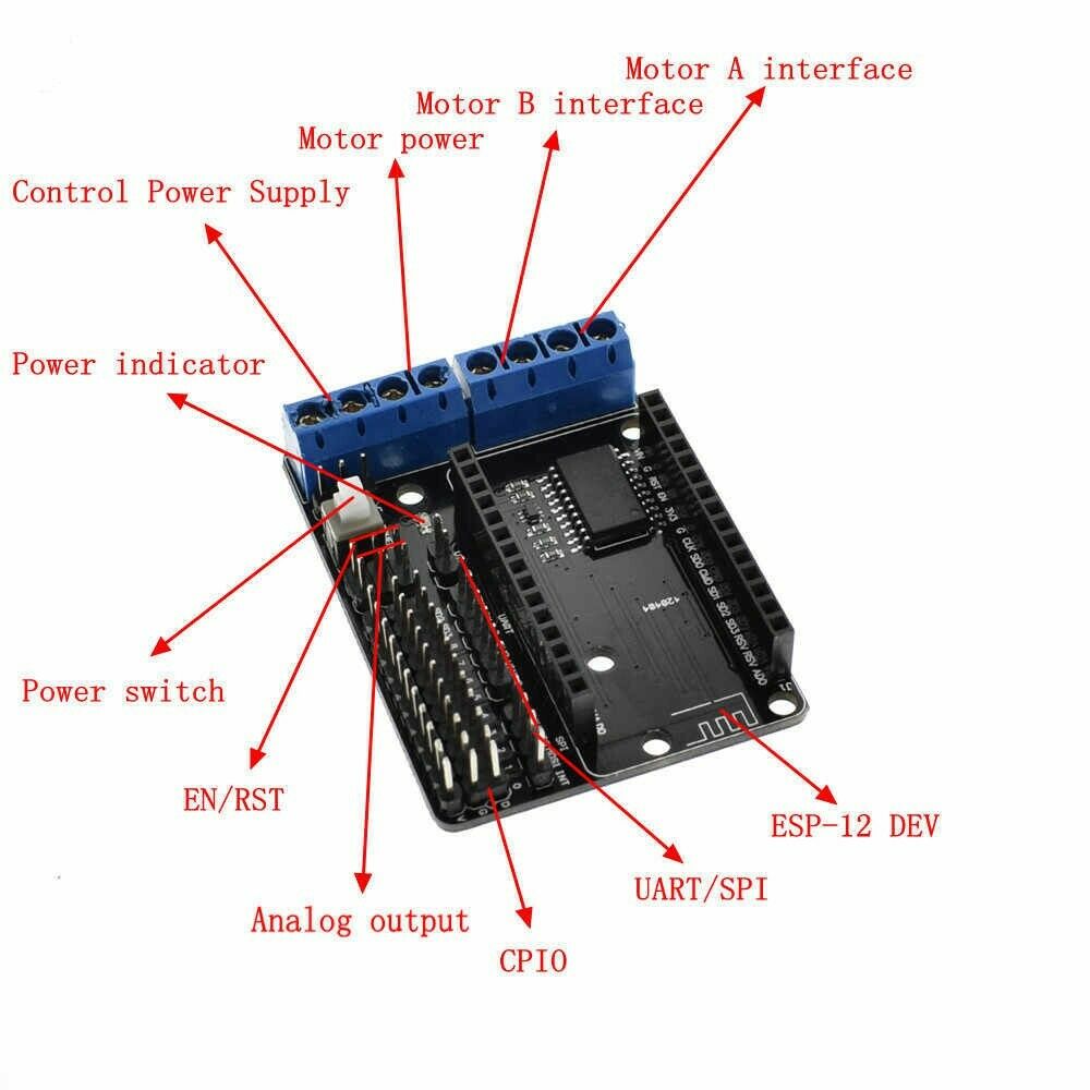 Motor Shield L293d Diy Robot For Nodemcu Esp 12e Esp8266 Wifi Lua Cp21