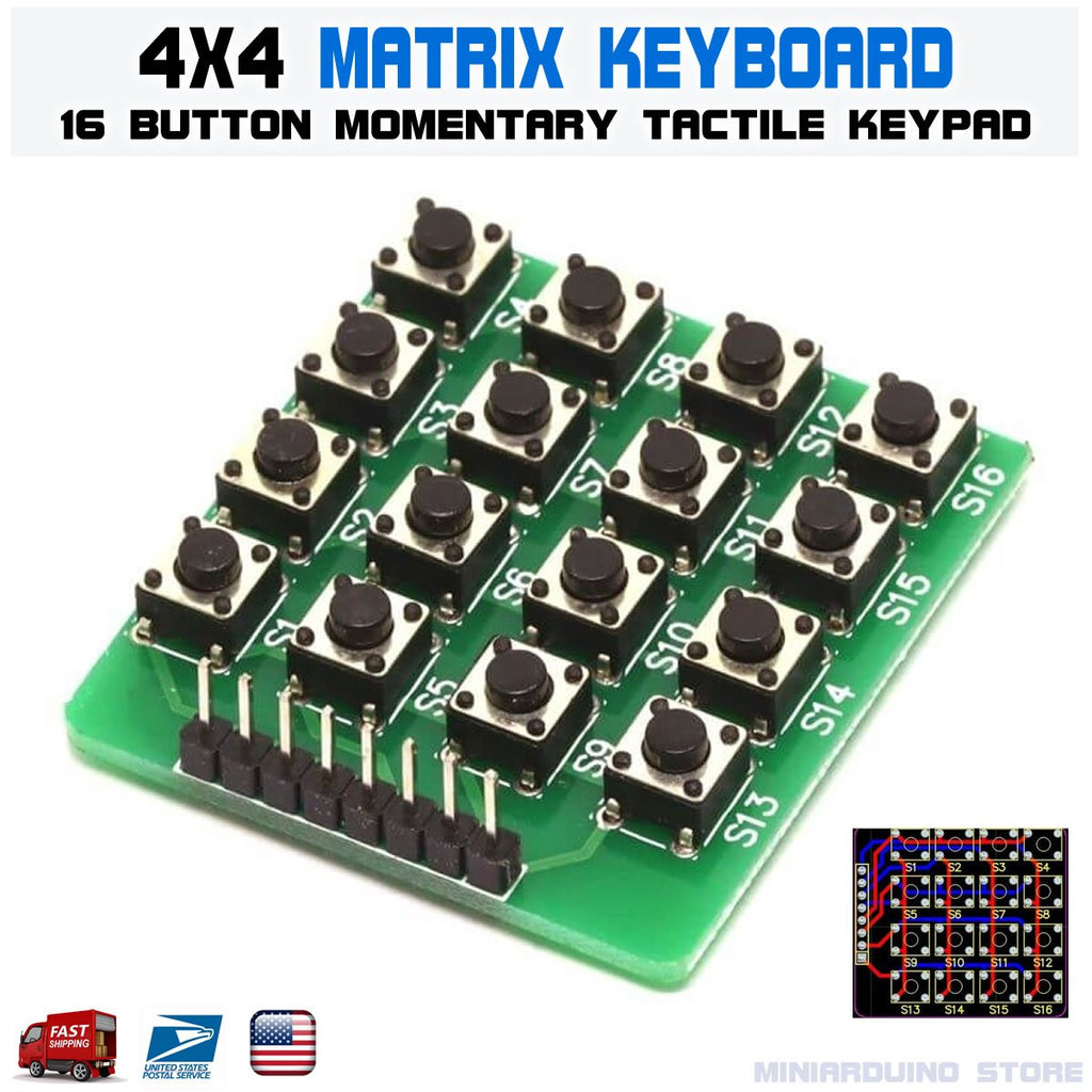 1pcs 4x4 44 Matrix Keypad Keyboard Module 16 Button Momentary Tactile Eelectronicparts