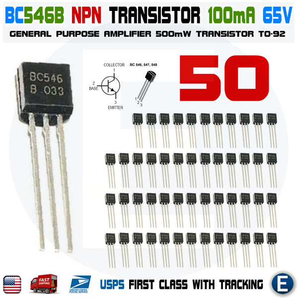 50pcs Transistor NPN BC546 BC546B 0.1A 65V Amplifier – eElectronicParts