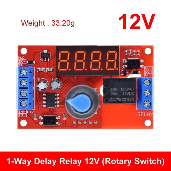 DC 12V 10A Adjustable Time Delay Relay Module LED Digital Timer Rotary ...
