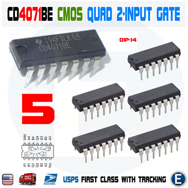 5pcs CD4071BE CD4071 CMOS Quad 2-Input OR Logic Gate IC Dip-14 Integra ...