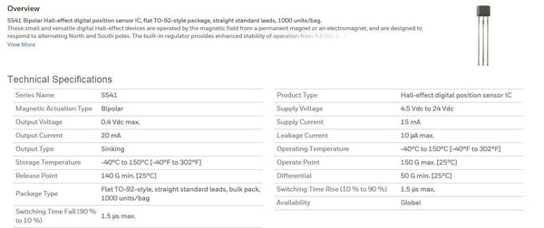 10pcs SS41F SS41 Hall Effect Sensor Honeywell Microswitch Bipolar Posi ...