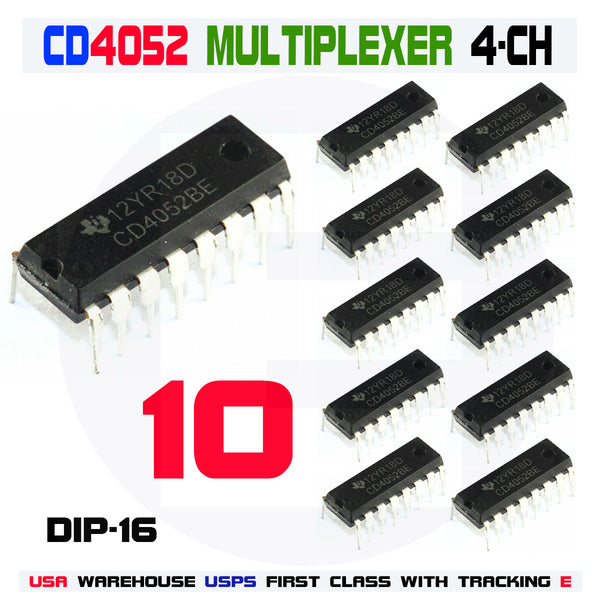10Pcs CD4052 4-Channel Multiplexer Demultiplexer IC dip-16 CMOS ...