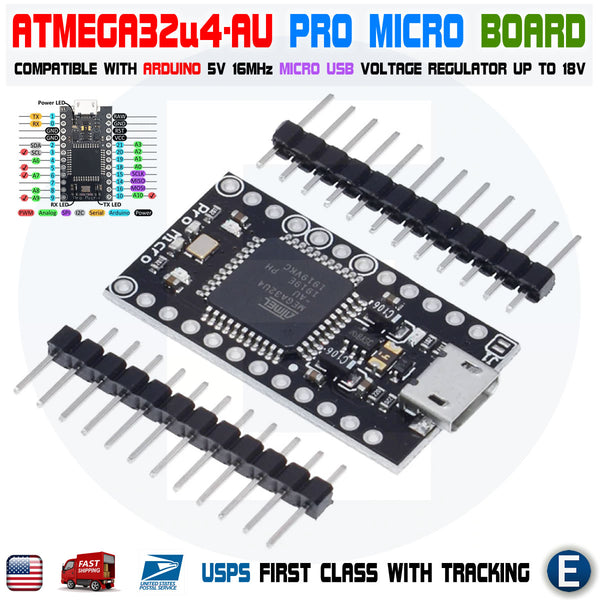 Pro Micro ATmega32U4-AU 5V/16MHz new black pcb with bootloader micro U ...