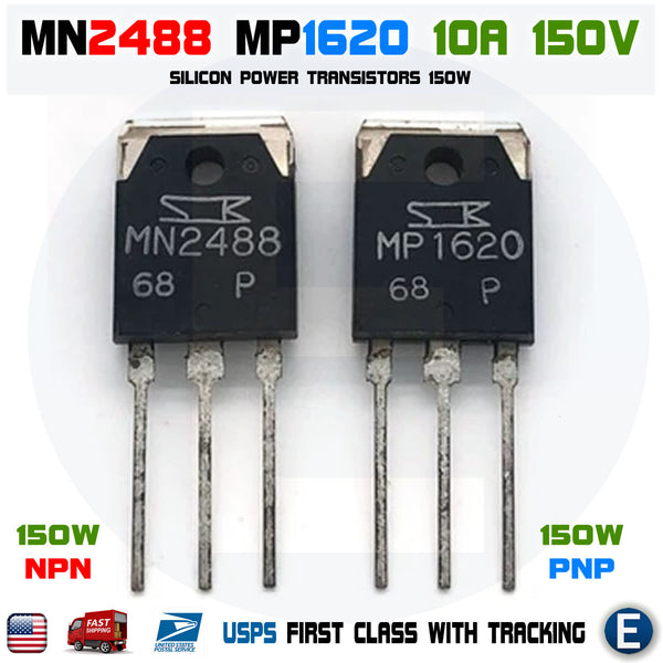 MN2488 + MP1620 Pair Power Transistors 150W 10A 150V NPN PNP to-3 ...